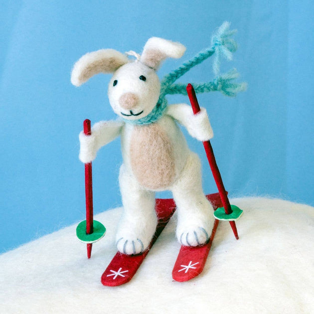 Skiing Bunny Ornament – The Red Owl